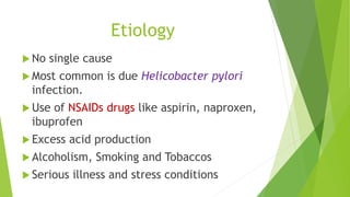 Peptic ulcer and its pathophysiology | PPT