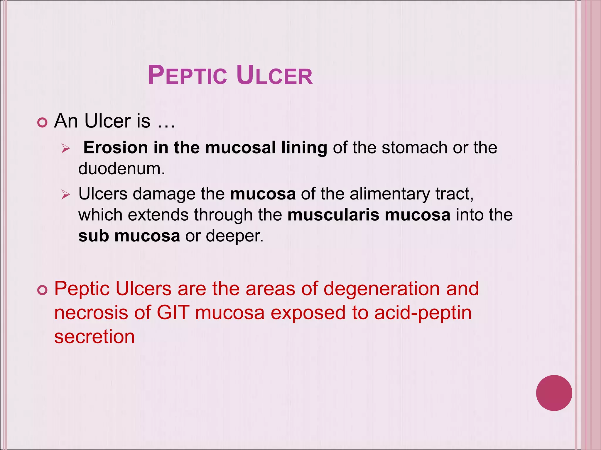 pathophysiology of peptic ulcers | PPT