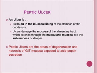 pathophysiology of peptic ulcers | PPT