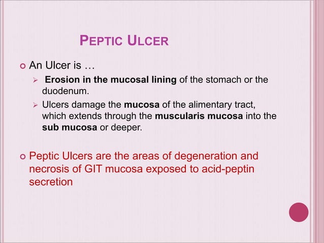 pathophysiology of peptic ulcers | PPT