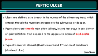 Pathophysiology of Peptic ulcer | PDF