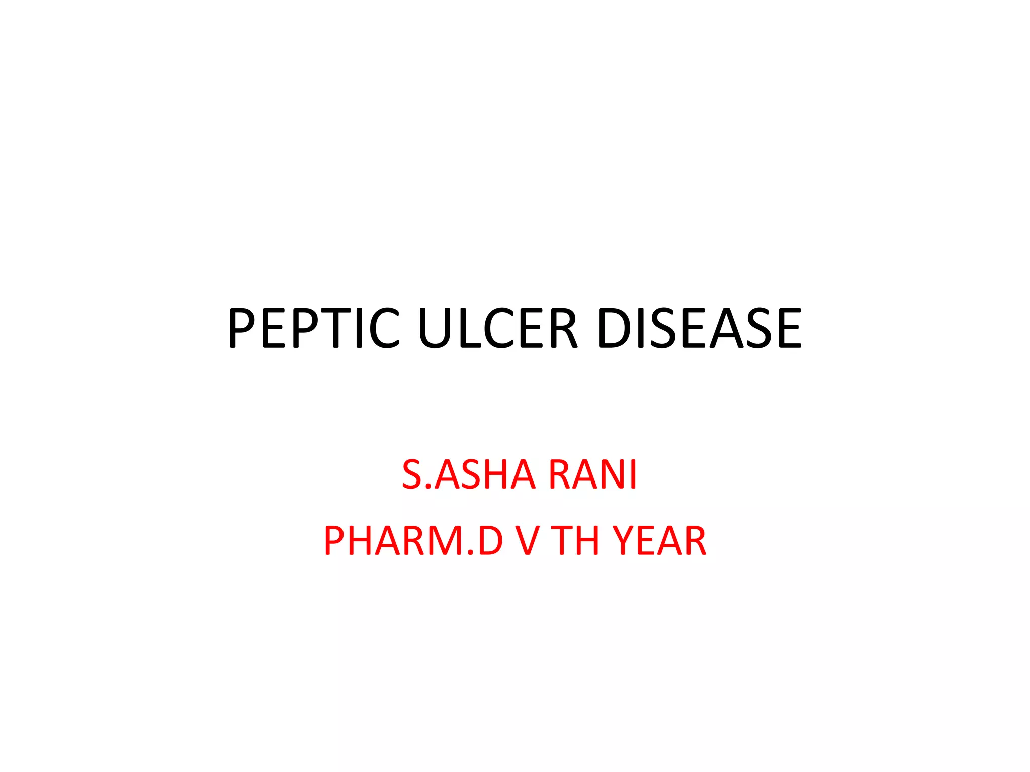 Peptic ulcer disease | PPT