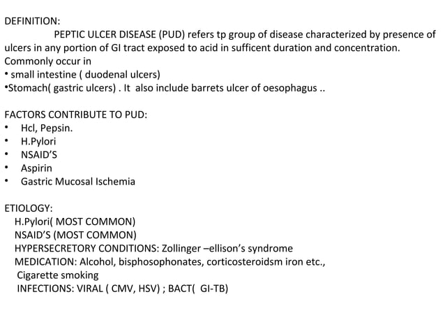 Peptic ulcer disease | PPT | Digestive Disorders | Diseases and Conditions