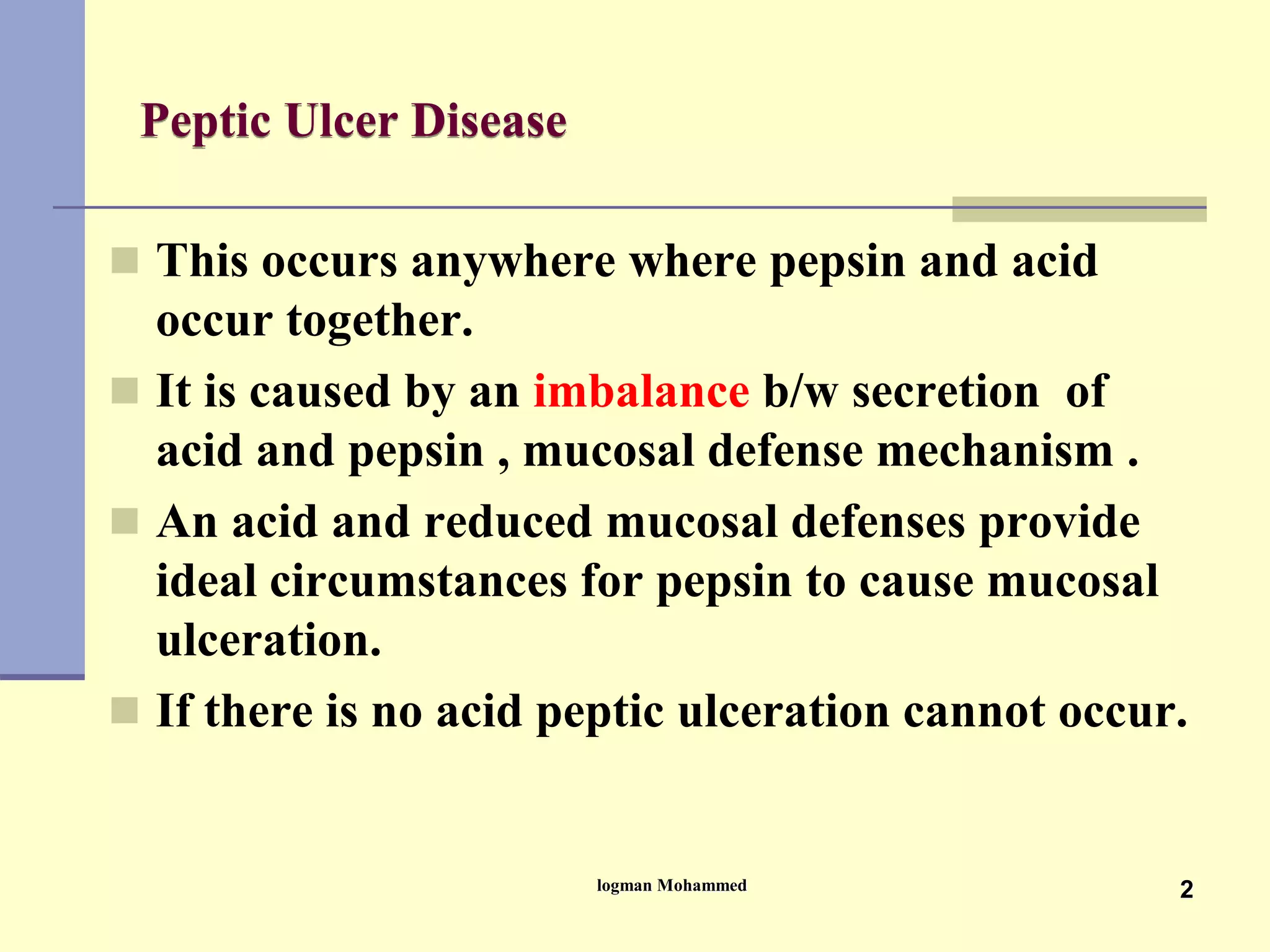 Peptic ulcer disease | PPT