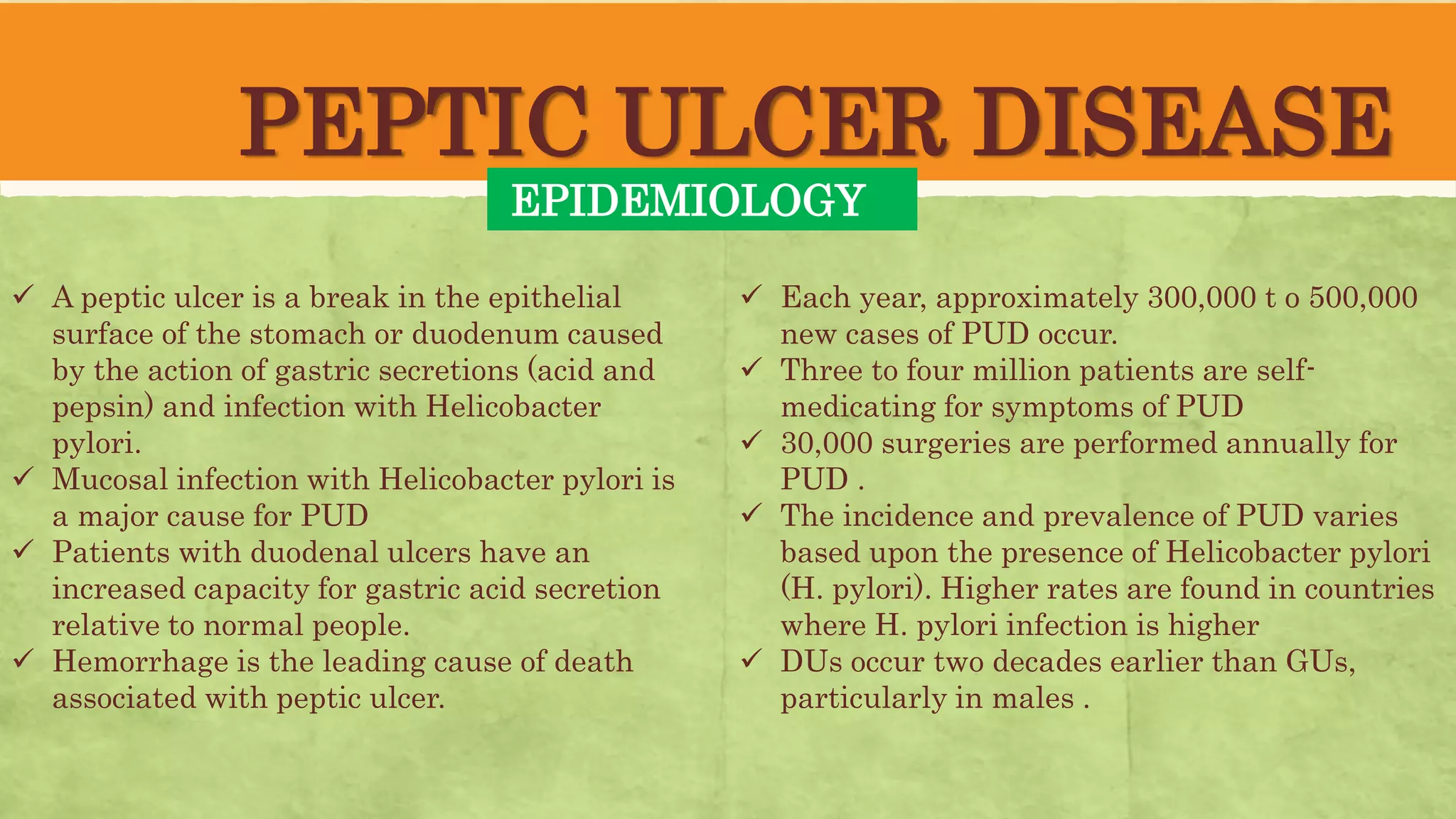 Peptic ulcer disease/ Epigastric pain | PPTX