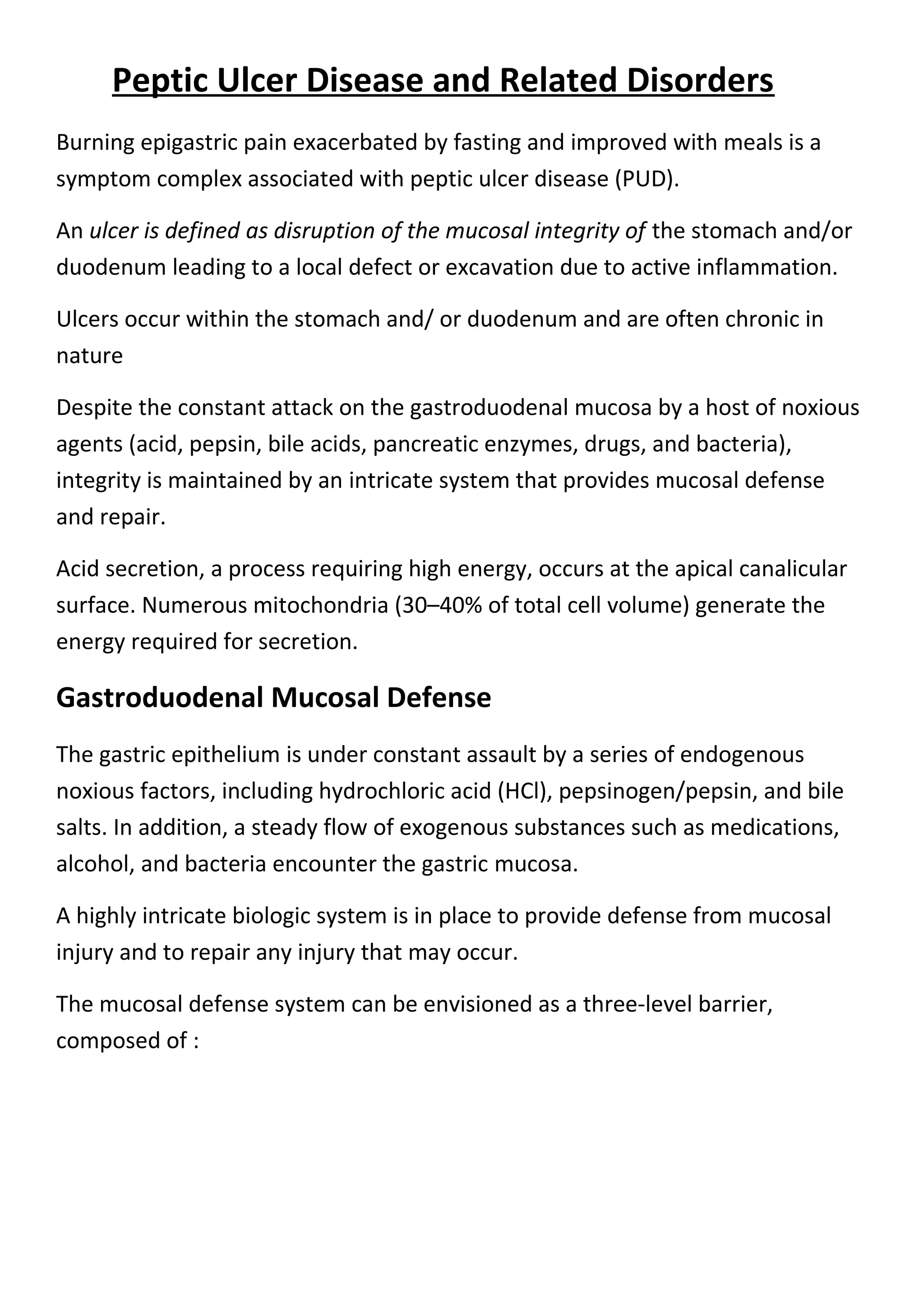 Peptic ulcer disease and related disorders | ODT