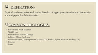 peptic Ulcer Disease, Therapeutics (PUD) | PPT