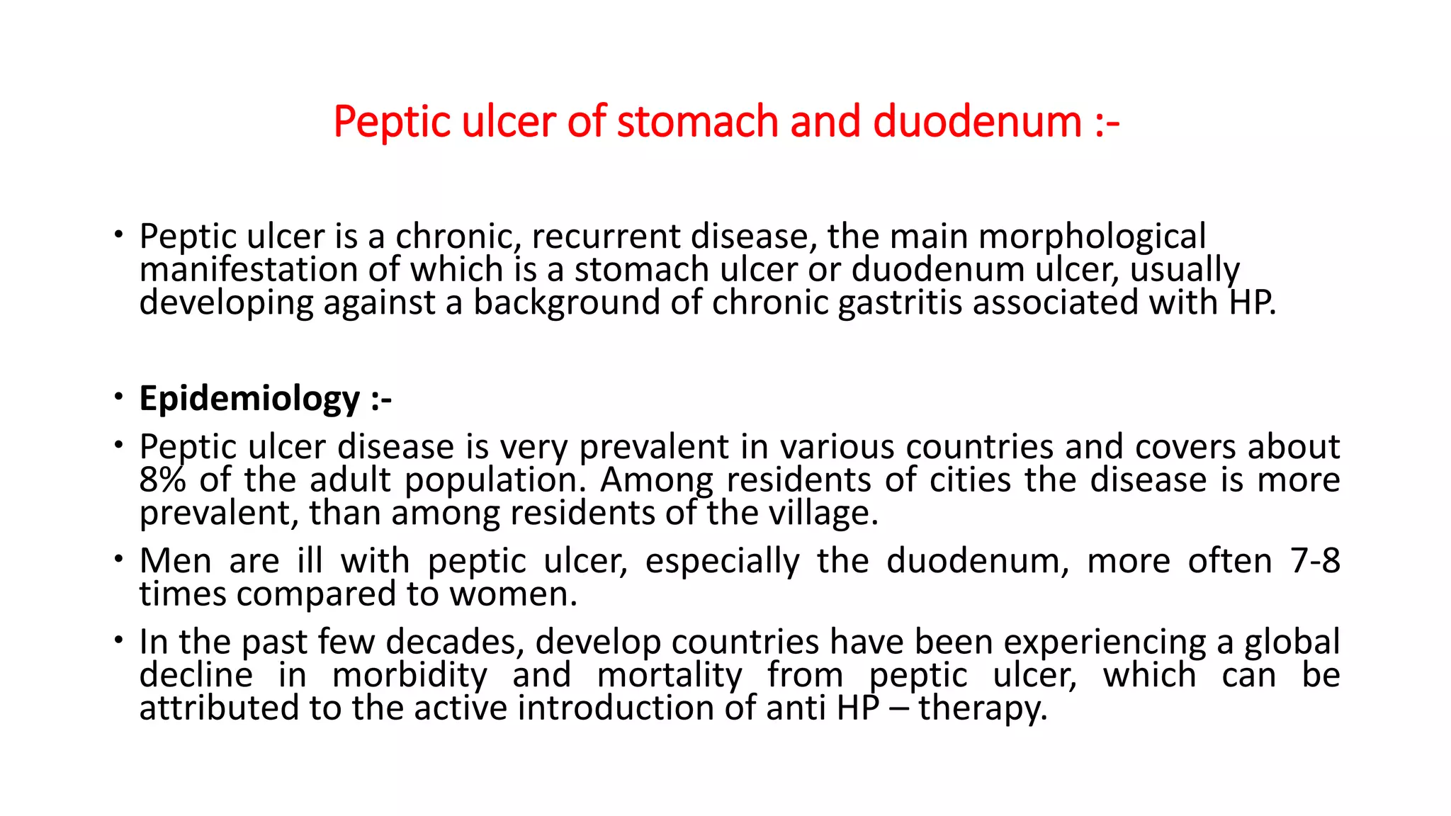 Peptic ulcer of stomach and duodenum | PPTX