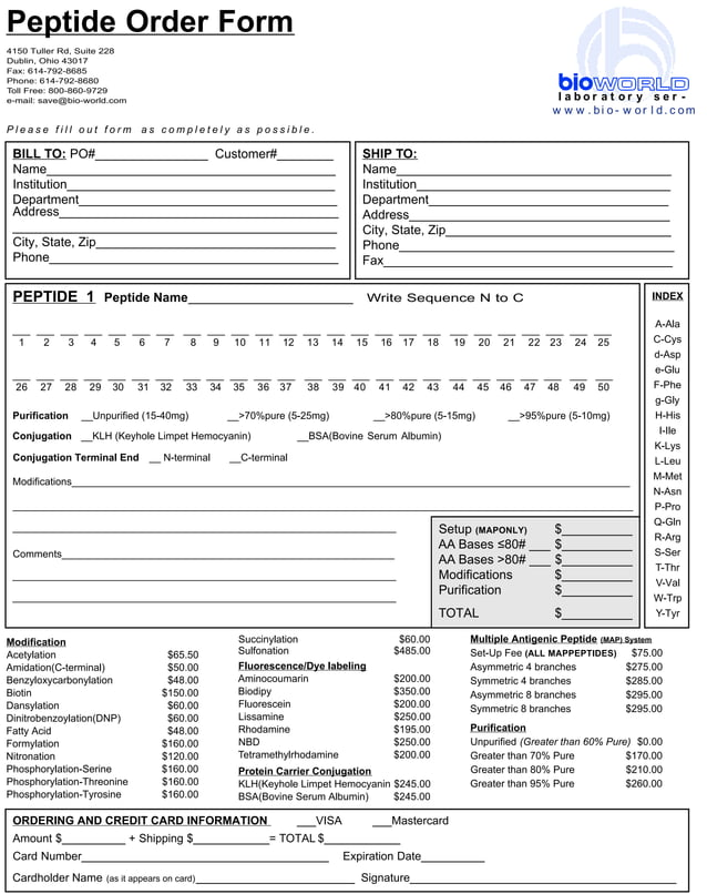 Peptide pdf order form | PDF | Chemistry | Science