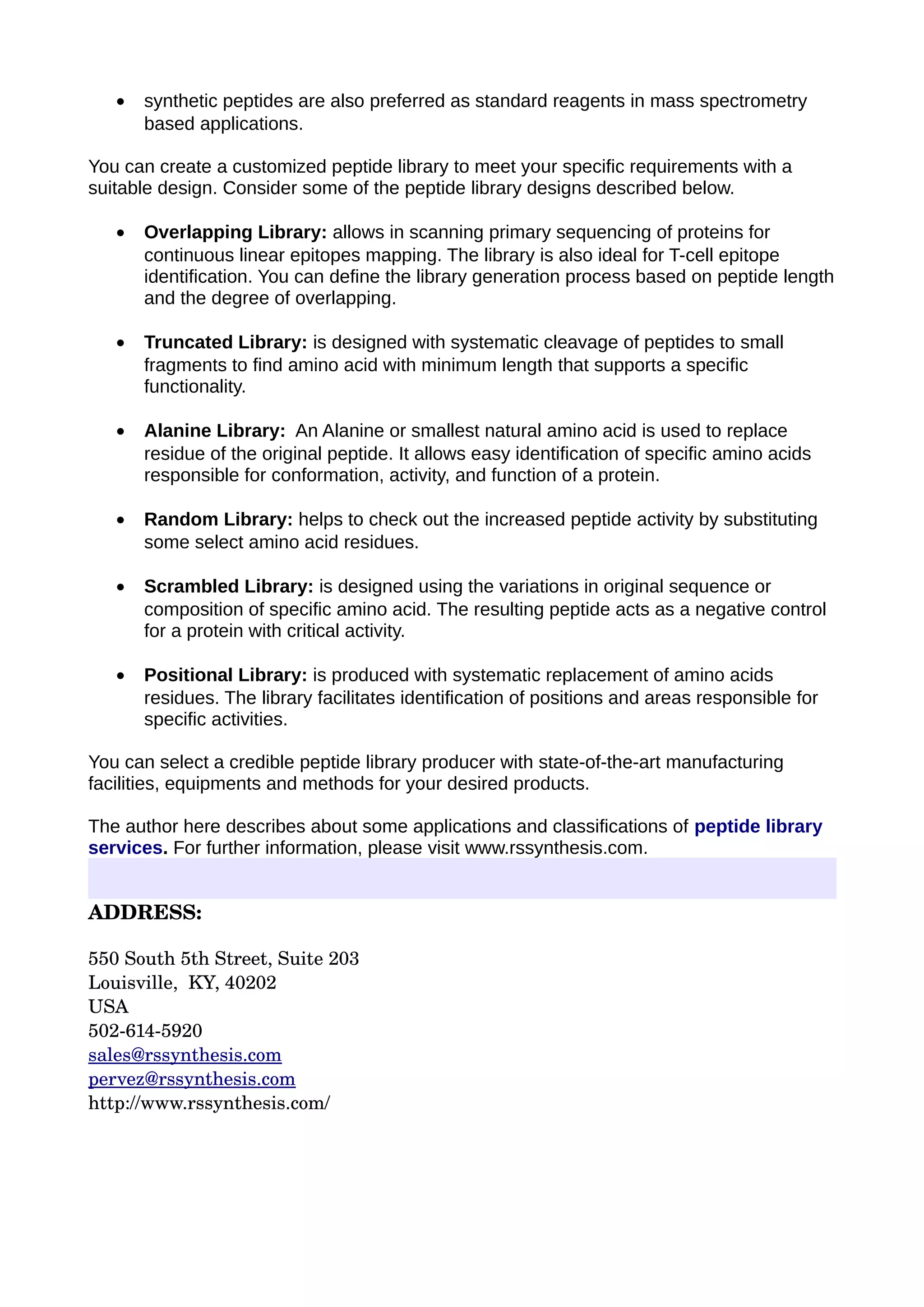 Peptide Library Services and Their Numerous Applications | PDF
