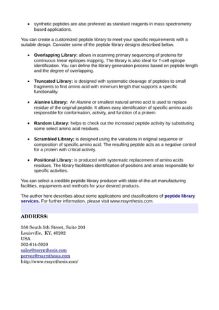 Peptide Library Services and Their Numerous Applications | PDF ...