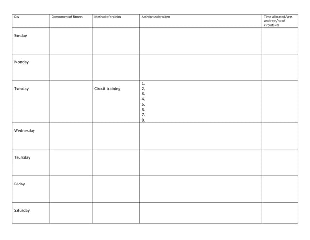 Pep weekly planner | DOCX