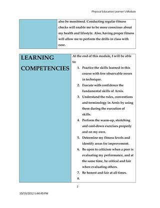 K TO 12 GRADE 7 LEARNING MODULE IN PHYSICAL EDUCATION (Q3-Q4) | PDF