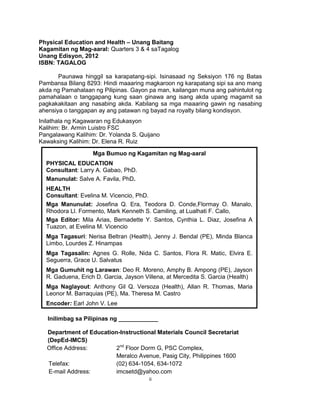 K TO 12 GRADE 1 LEARNING MATERIAL IN PHYSICAL EDUCATION (Q3-Q4) | PDF