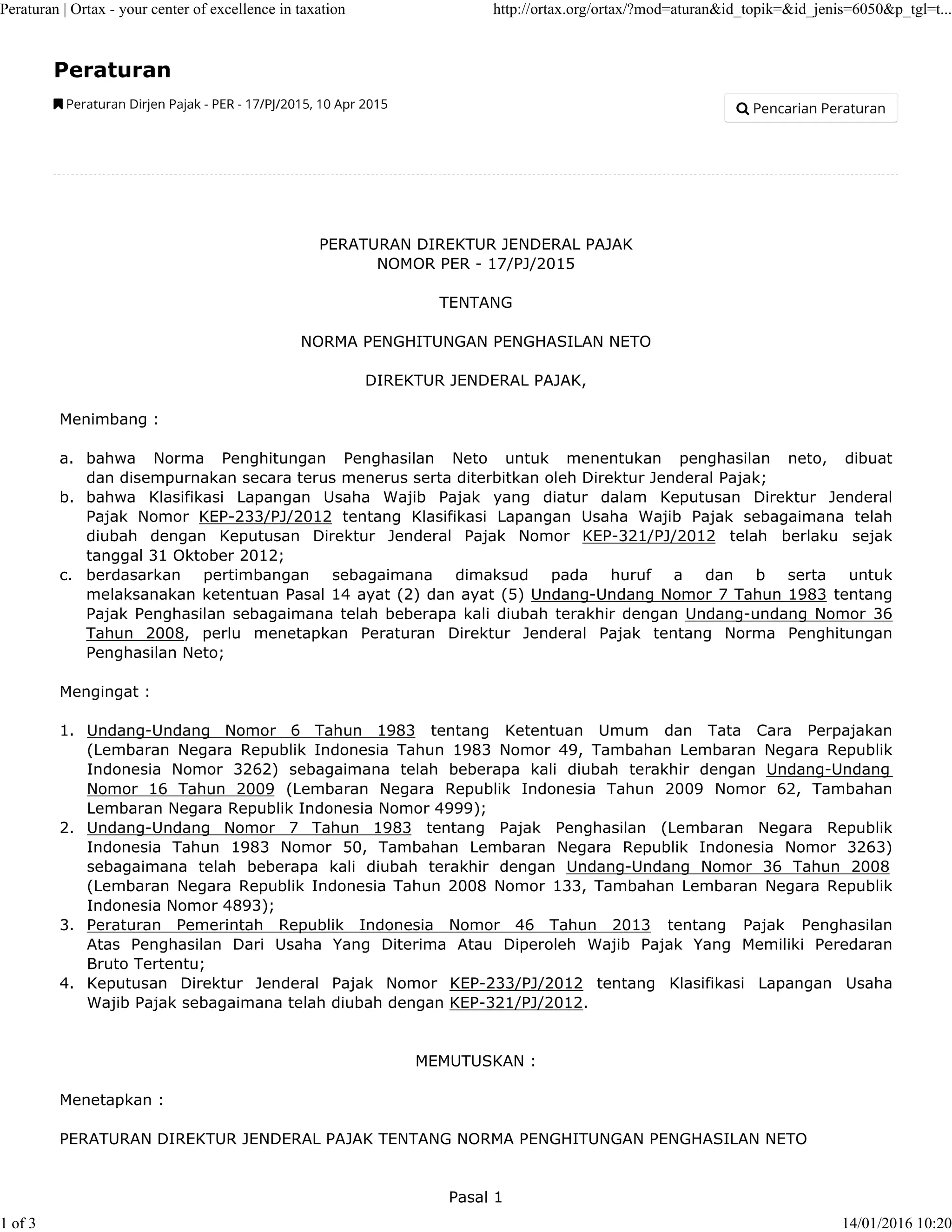 Aturan norma penghitungan penghasilan netto | PDF