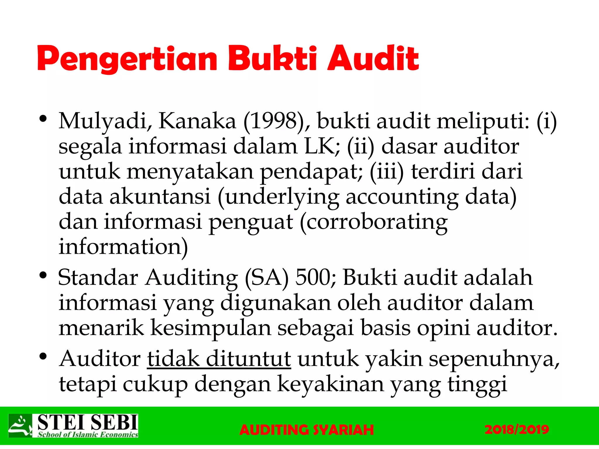 Bukti Audit - Sharia Auditing | PPT