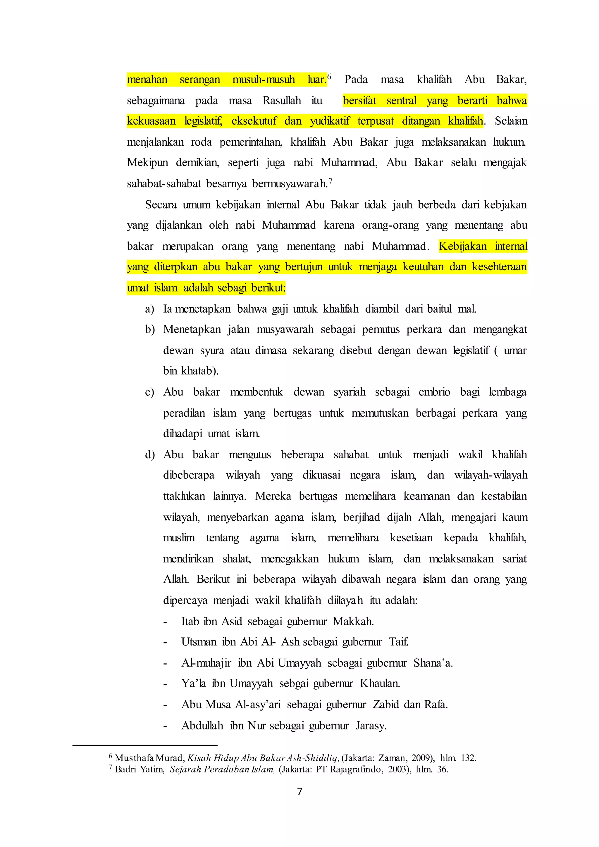 Peradaban islam pada masa abu bakar. cover 2 | DOCX