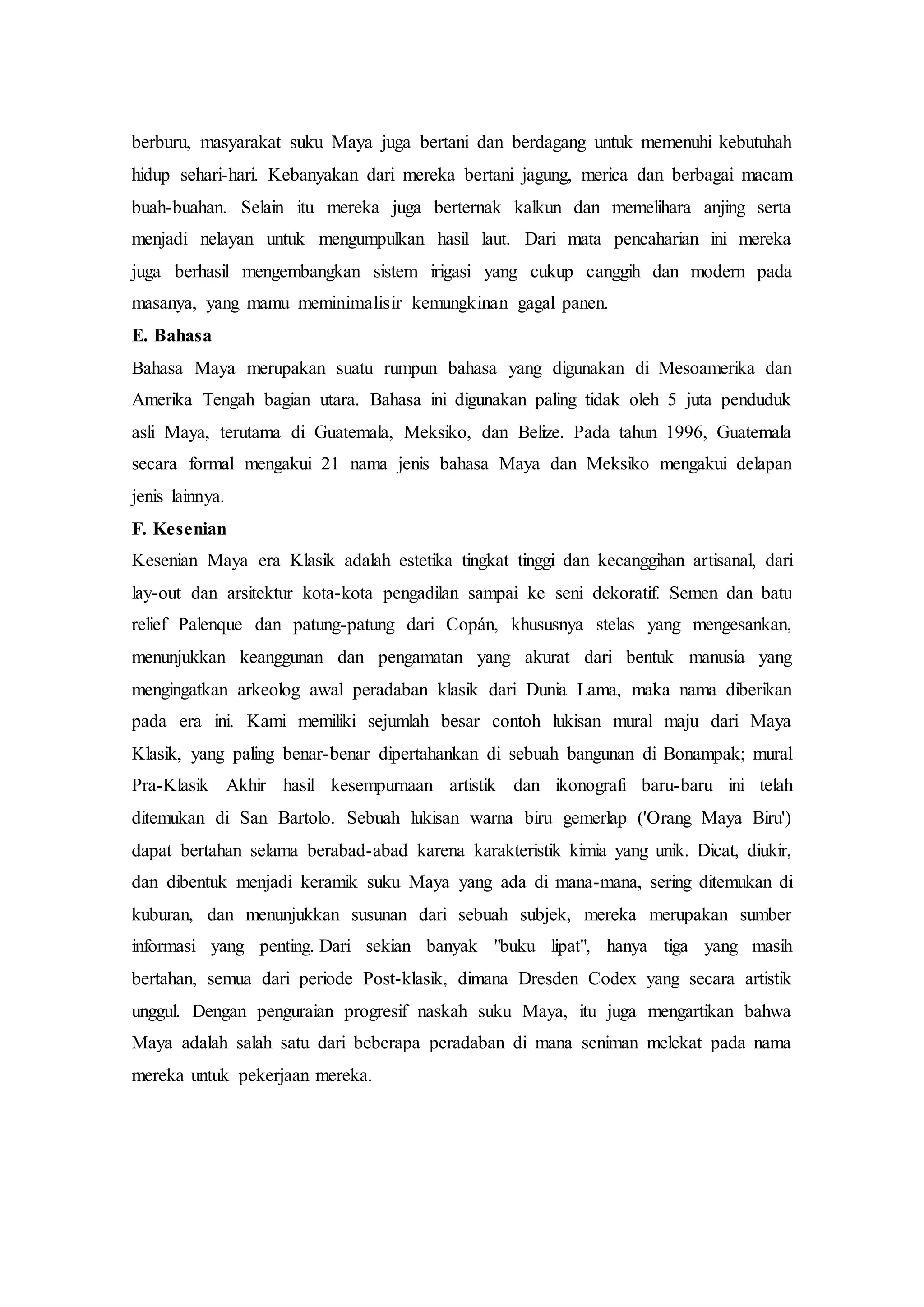 Peradaban suku maya | DOCX