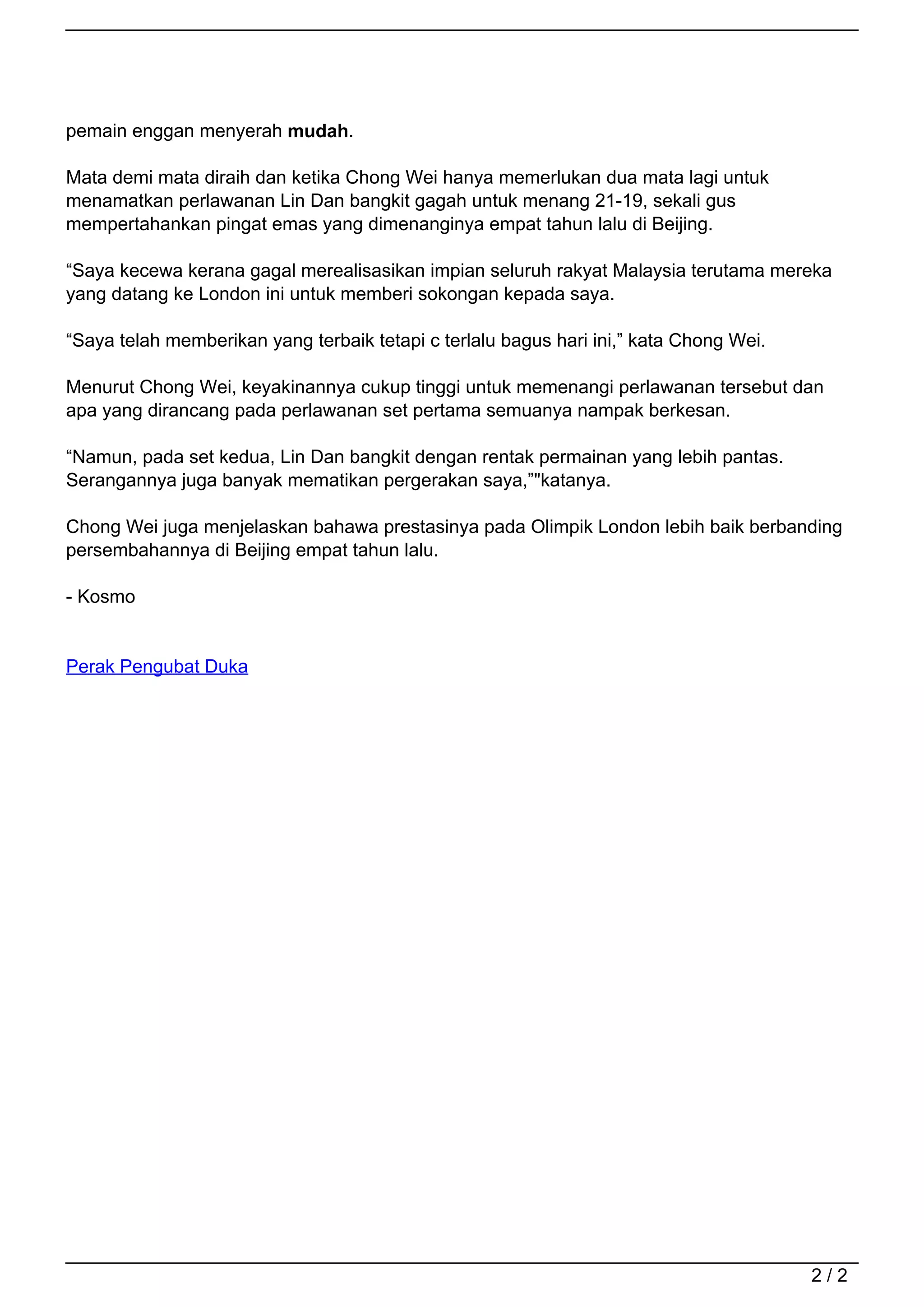 Perak Pengubat Duka | PDF