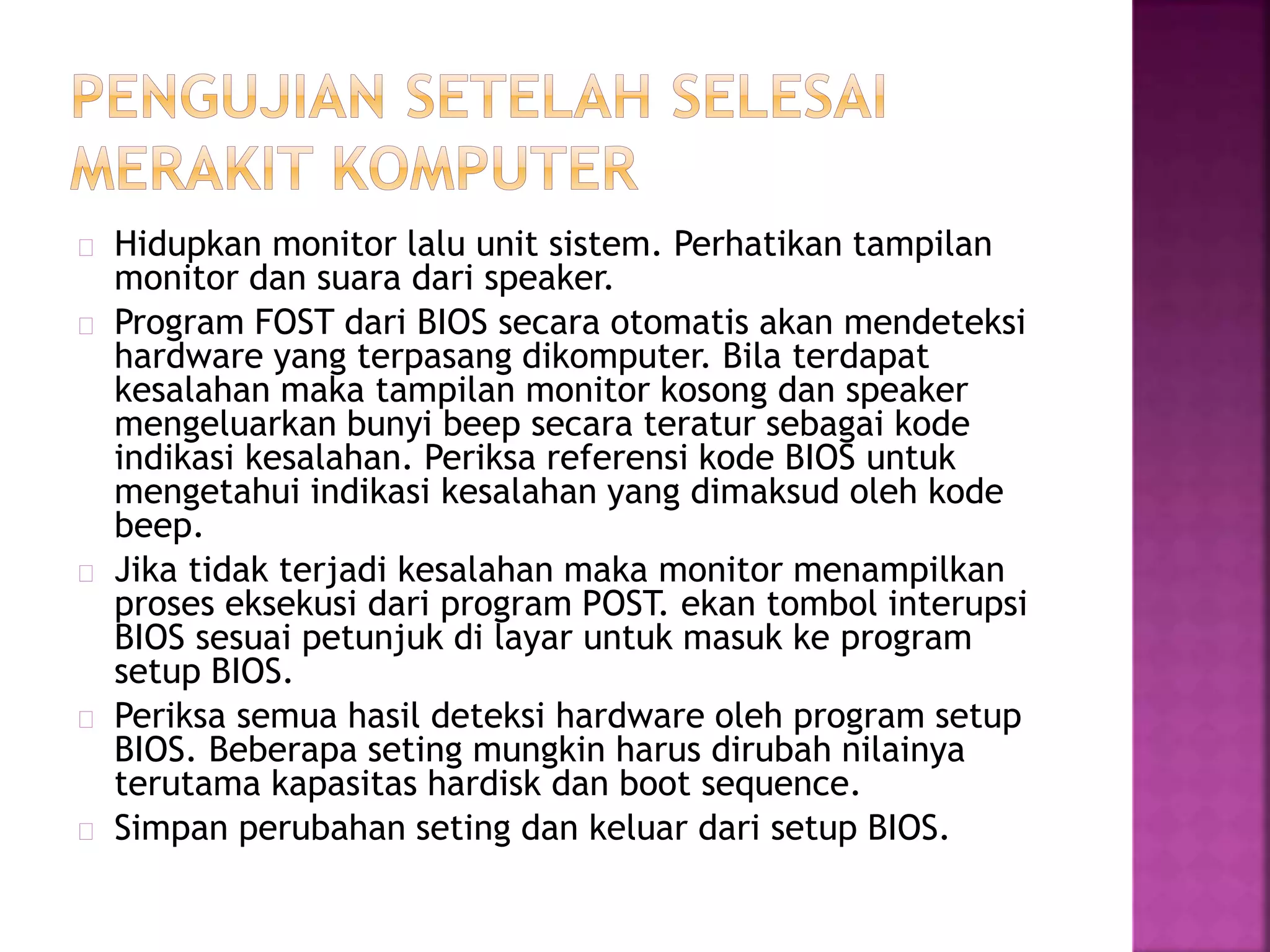 Cara merakit komputer (Perakitan Komputer SMK Kelas X) | PPTX