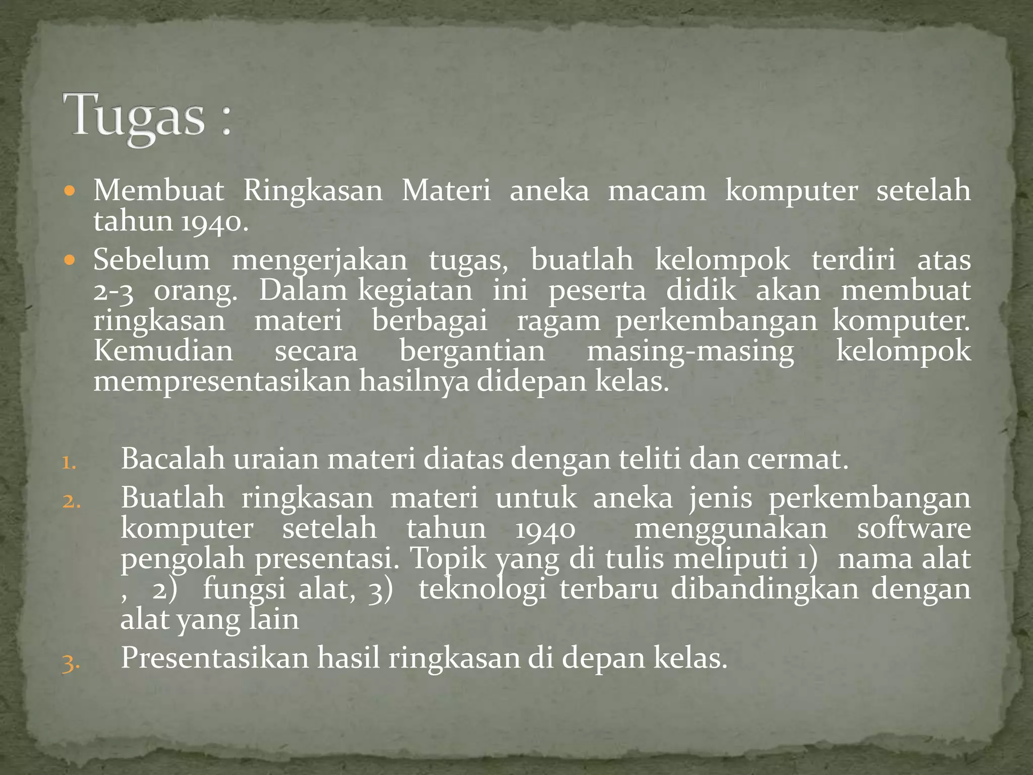 Perakitan komputer sejarah komputer tahun 1940 | PPT