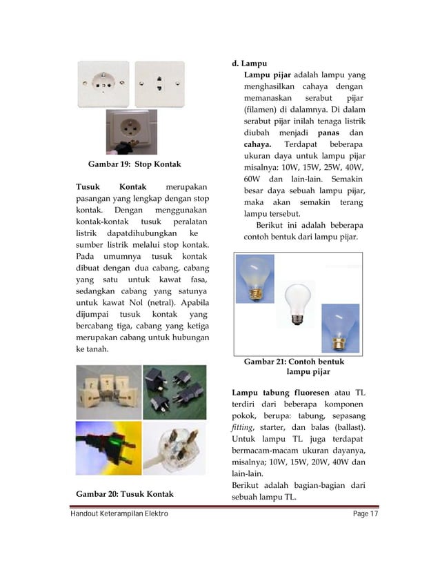 Peralatan dan komponen instalasi listrik Elektro | PDF