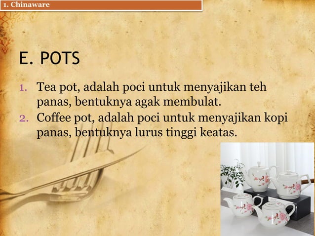 Peralatan dan Perlengkapan Restoran | PDF