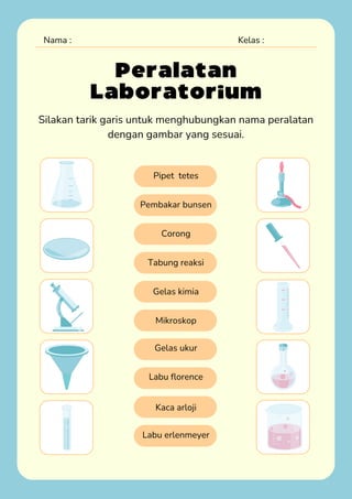 Peralatan Laboratorium Lembar Kerja Biru Krem Orange Gaya Ilustrasi ...