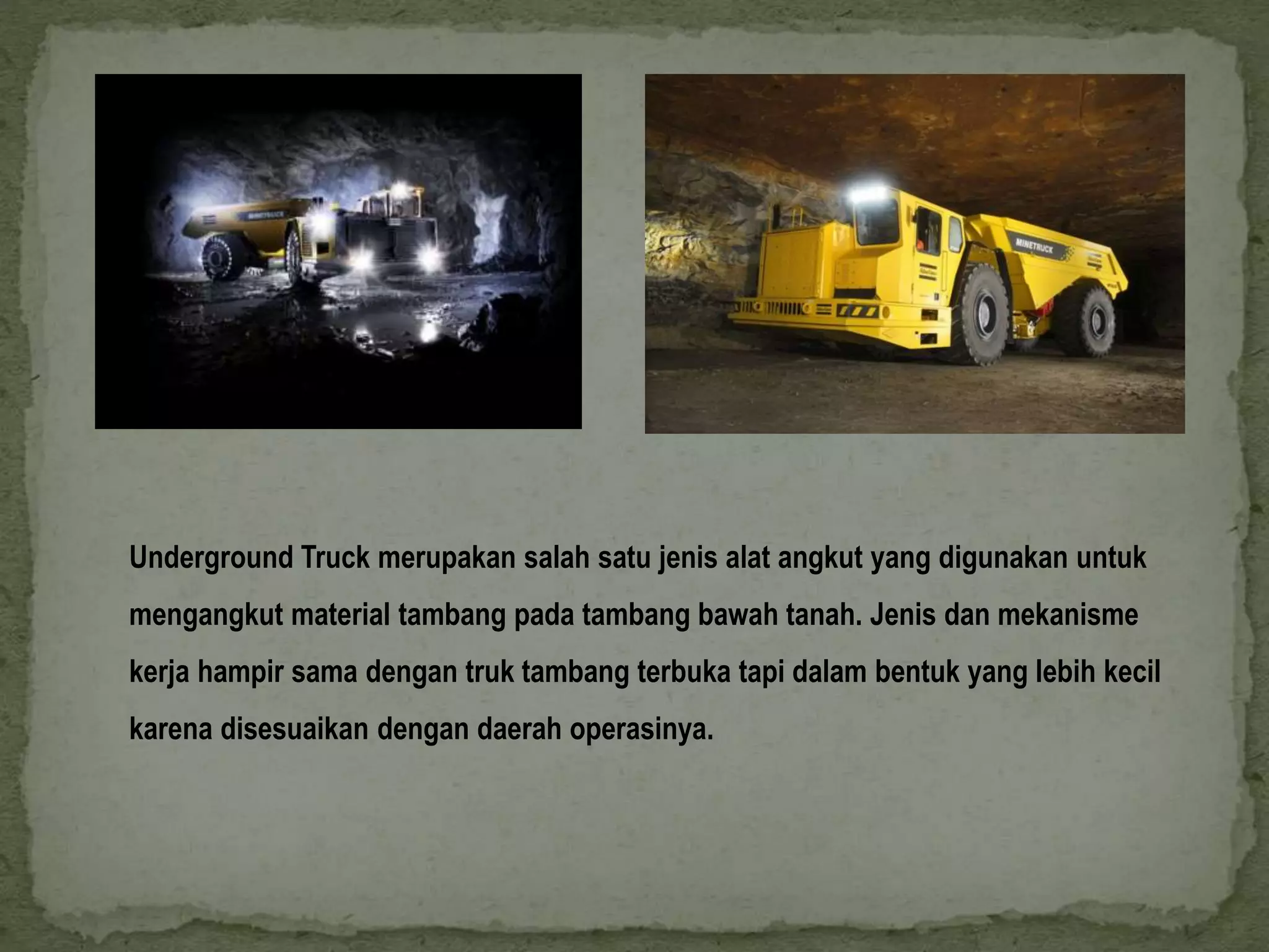 Peralatan tambang bawah tanah 1 | PPTX