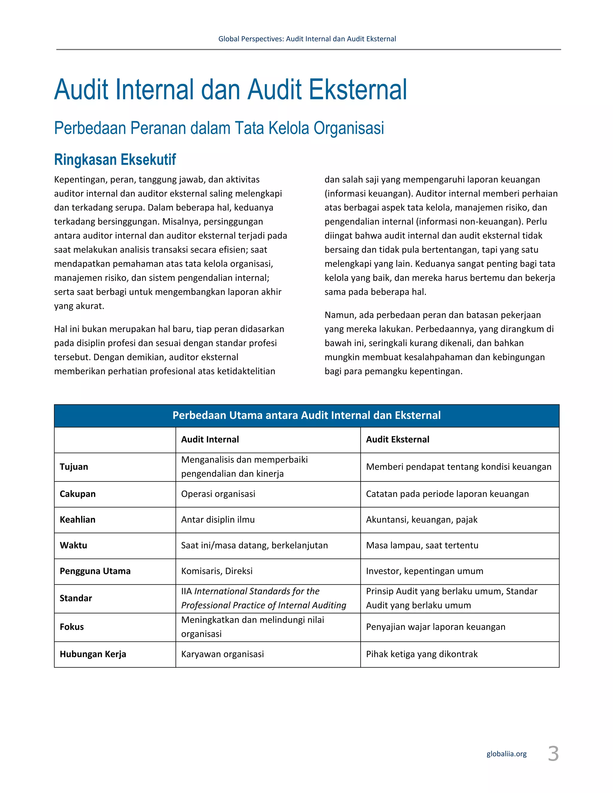 Peranan auditor internal dalam tata kelola organisasi iia | PDF