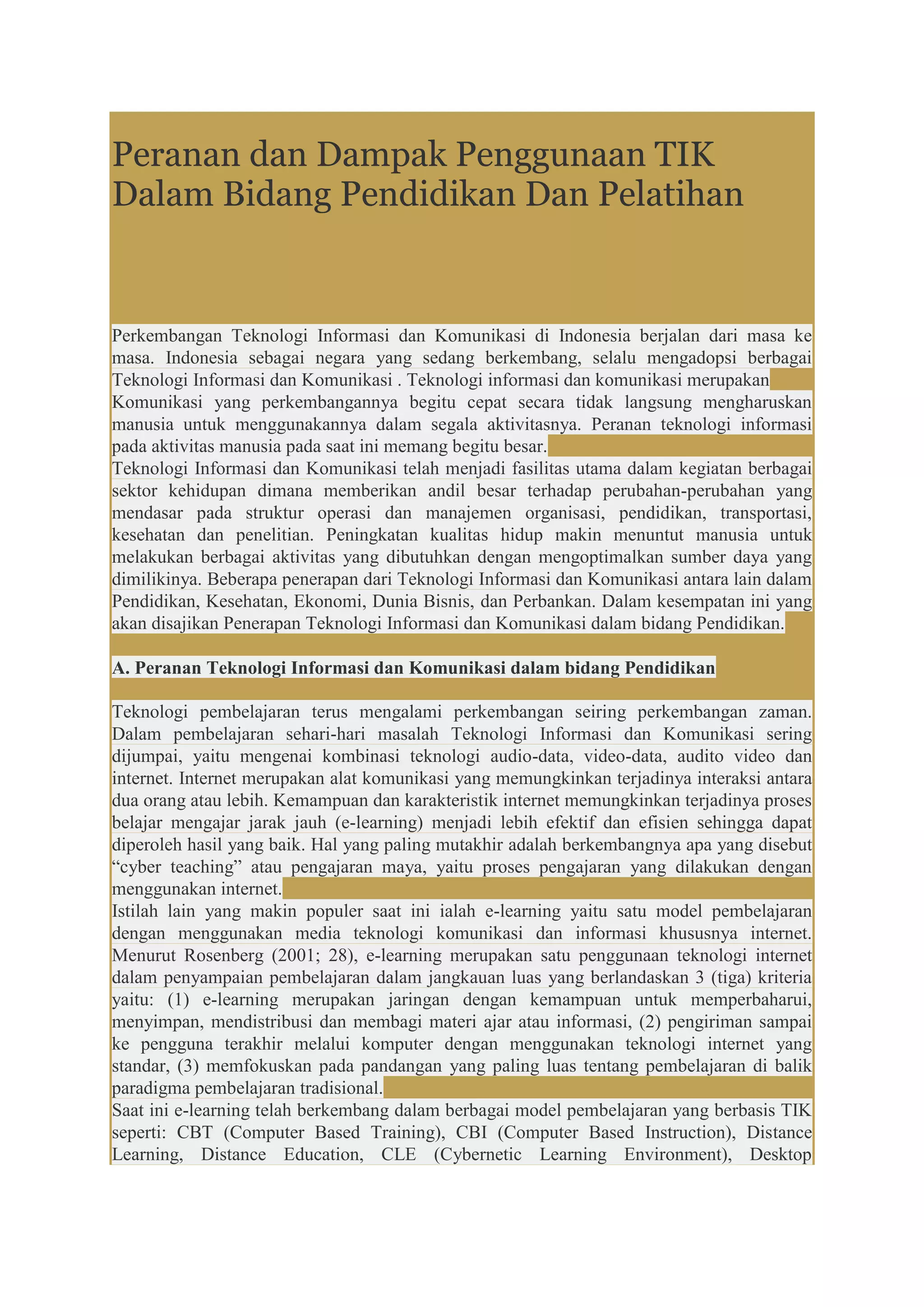 Dampak TIK dalam Pendidikan | PDF