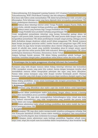 Peranan dan dampak penggunaan tik dalam bidang pendidikan dan pelatihan | DOCX