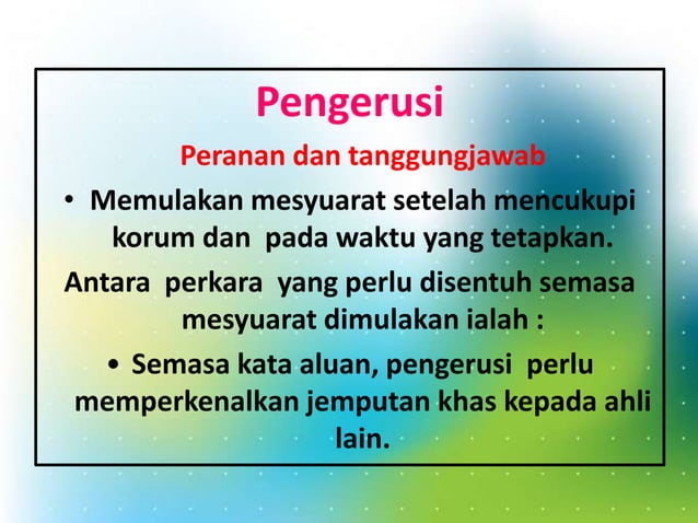 Peranan dan tanggungjawab ahli jawatankuasa mesyuarat | PPTX