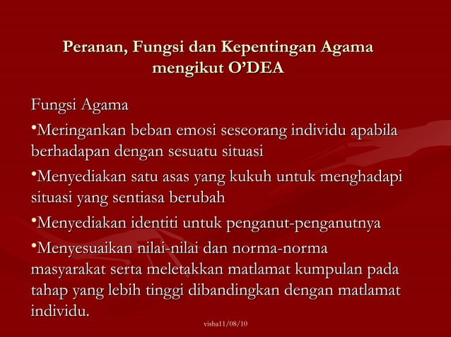 Peranan, fungsi dan kepentingan agama mengikut o’dea | PPT