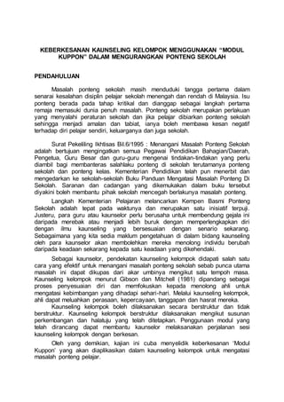 Peranan guru bimbingan dan kaunseling dalam menangani masalah disiplin pelajar di sekolah | DOCX