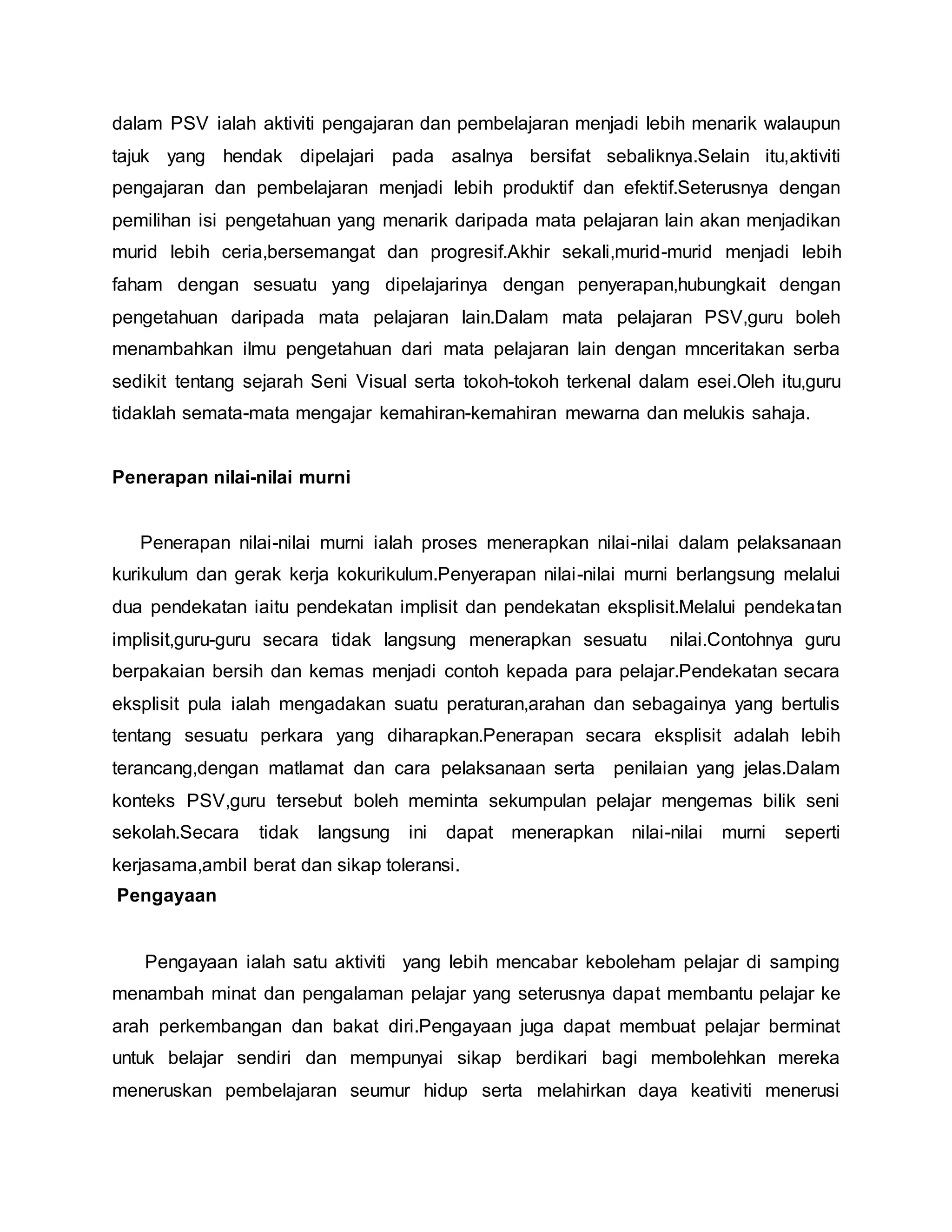 Peranan guru dalam menjayakan mata pelajaran psv | DOCX