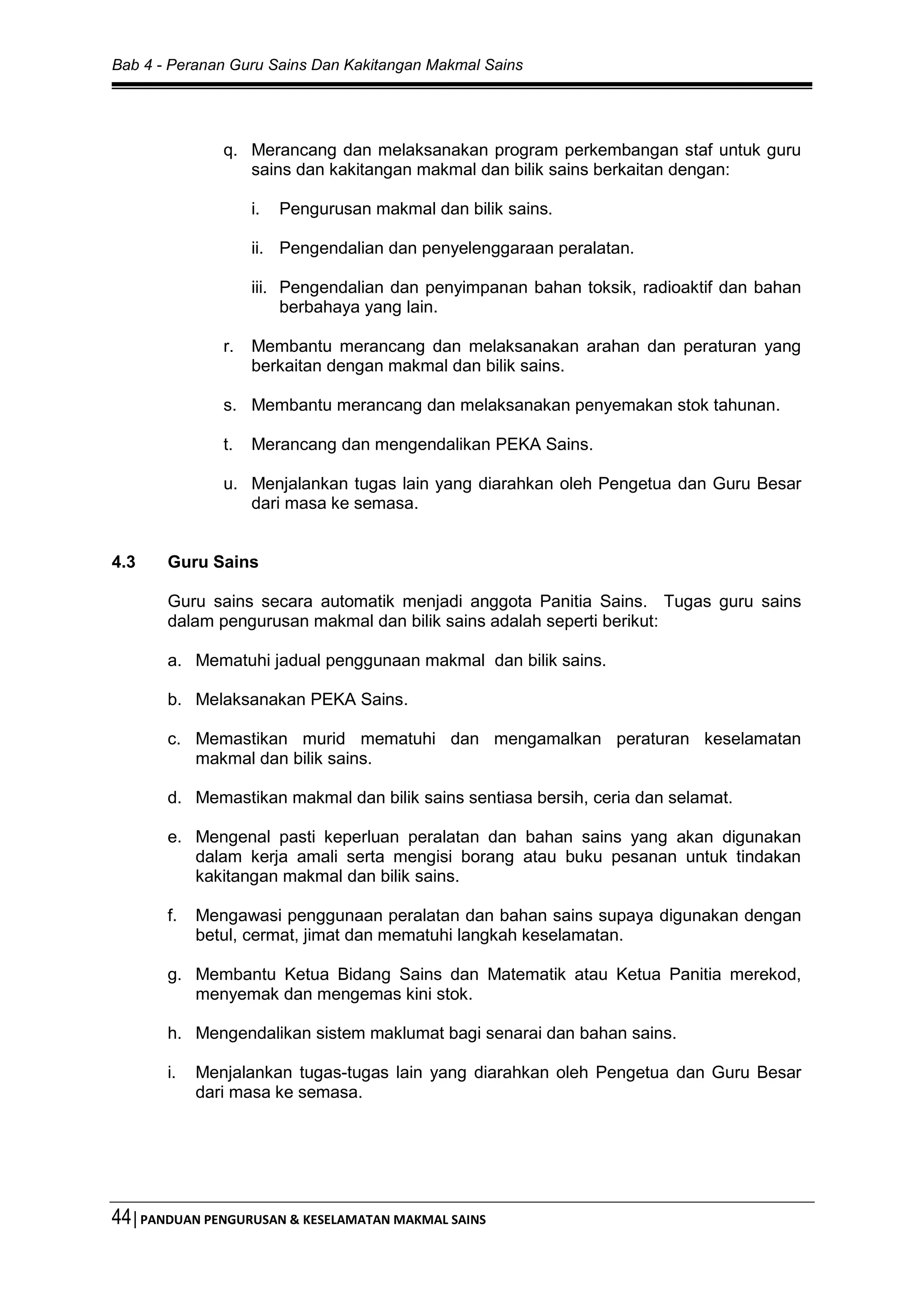 Peranan guru & pembantu makmal | PDF