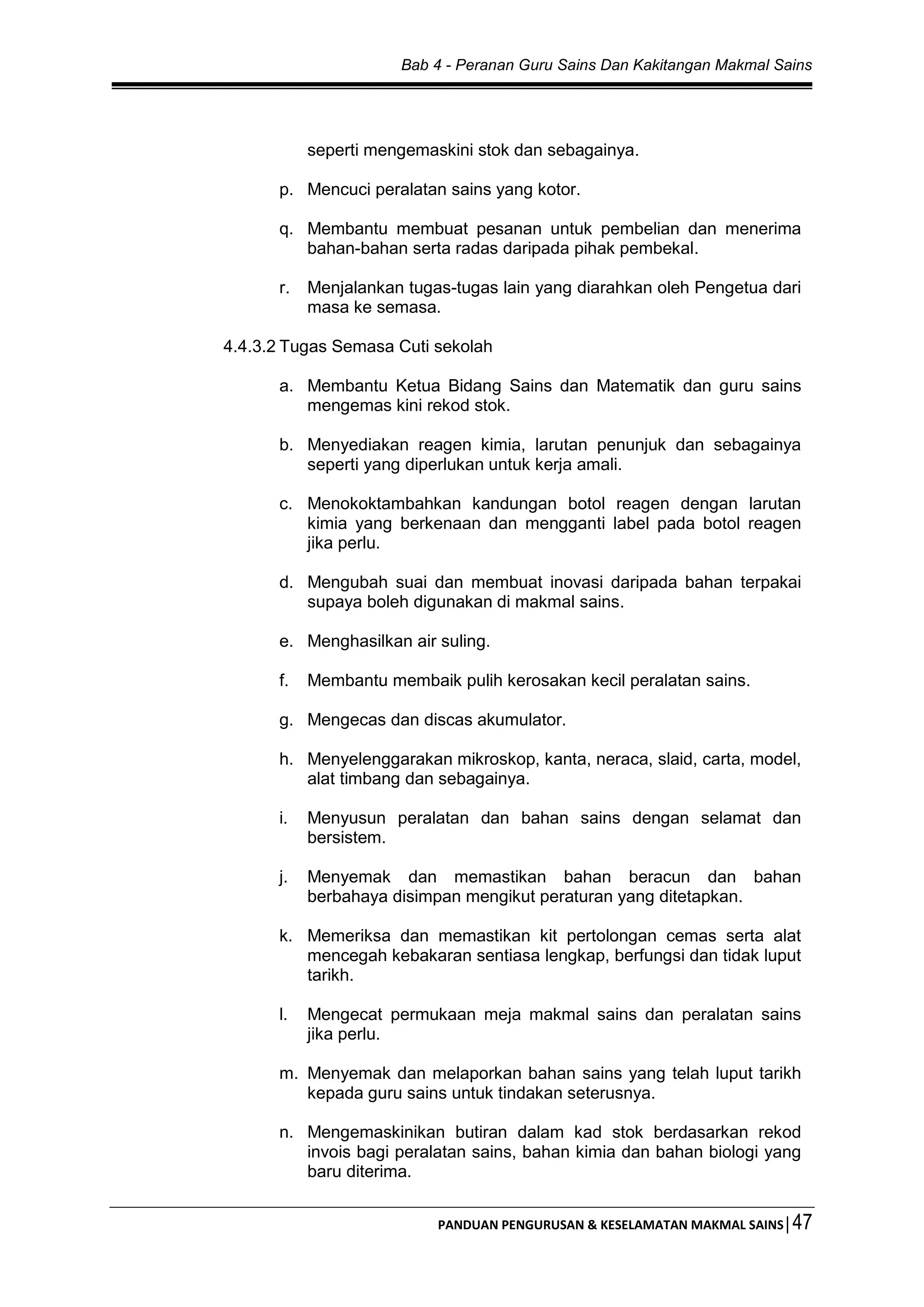 Peranan guru & pembantu makmal | PDF