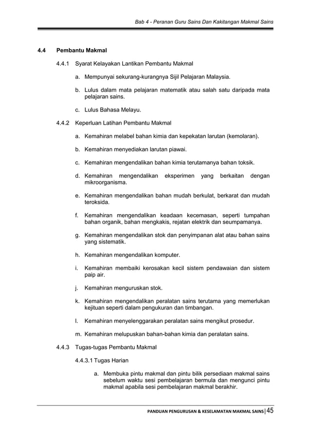 Peranan guru & pembantu makmal | PDF