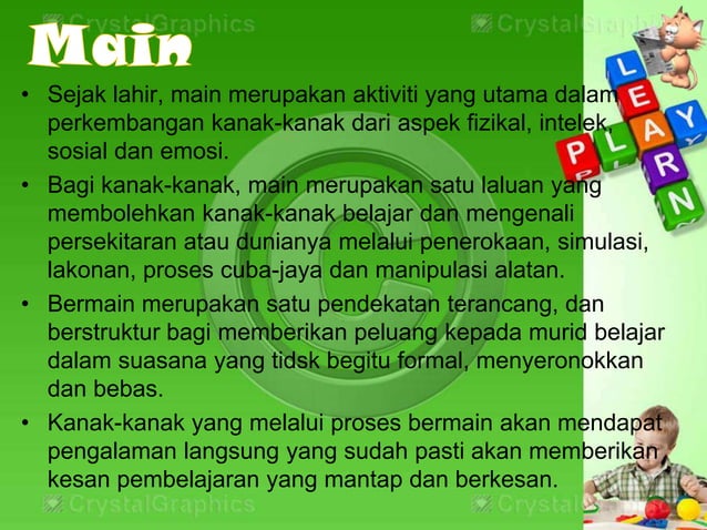 Peranan main dalam proses pembelajaran | PPTX