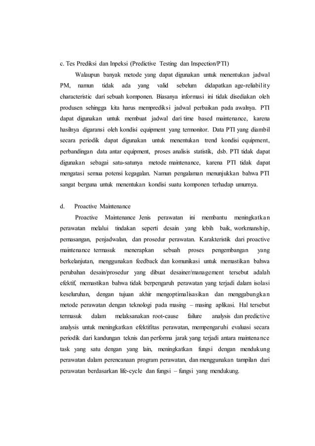 Peranan managemen dan filosofi perawatan dalam merawat mesin | DOCX