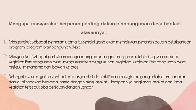 Peranan Masyarakat dalam Pembangunan Desa | PPTX