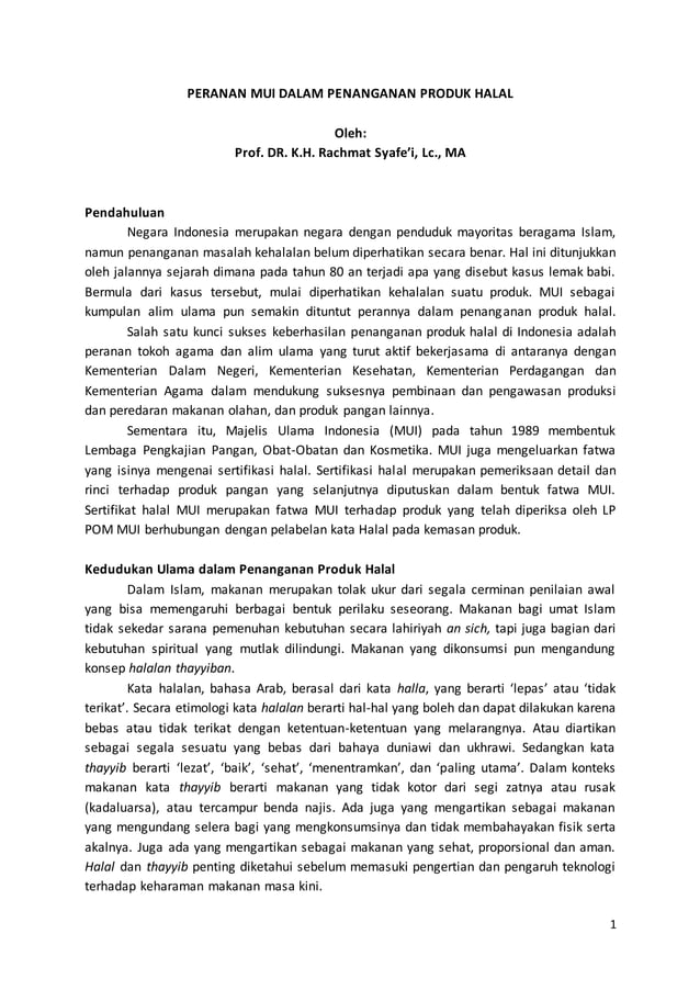 Peranan mui dalam penanganan produk halal | PDF