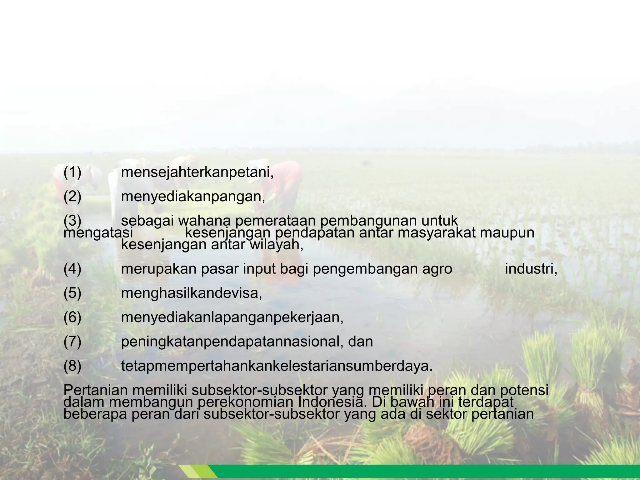 Peranan sektor pertanian | PPT