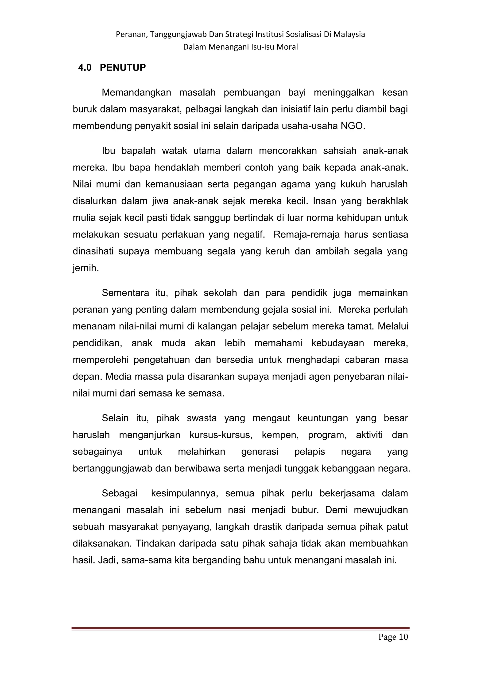 Peranan, Tanggungjawab Dan Strategi Institusi Sosialisasi Di Malaysia Dalam Menangani Isu-isu ...