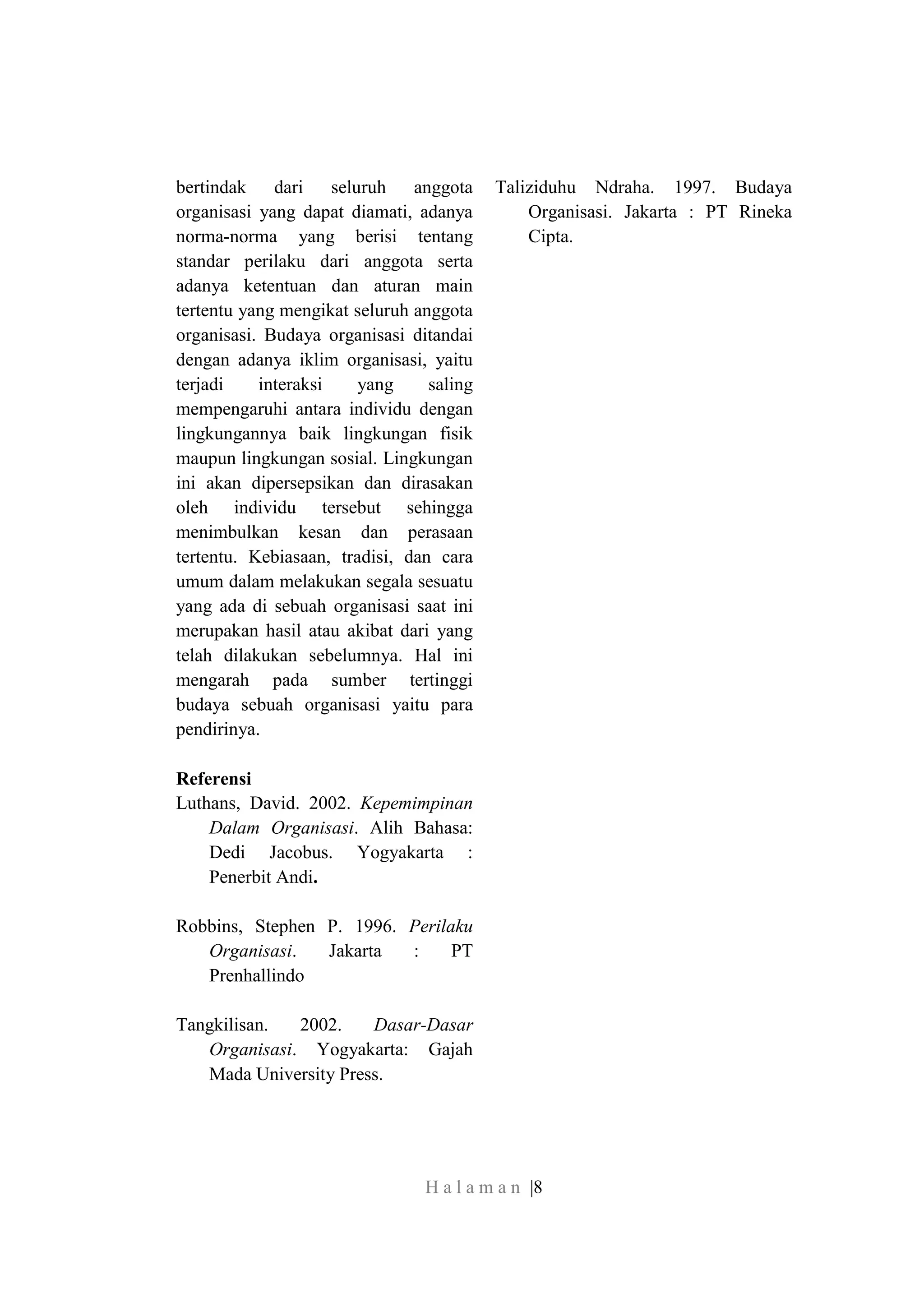 Peran Budaya Organisasi dalam Mewujudkan Kinerja Organisasi | PDF