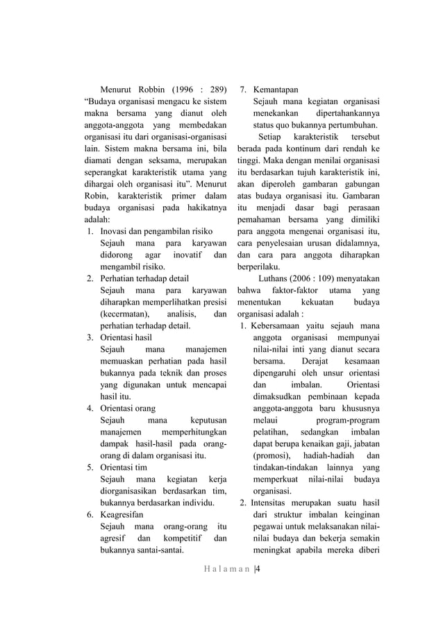 Peran Budaya Organisasi dalam Mewujudkan Kinerja Organisasi | PDF