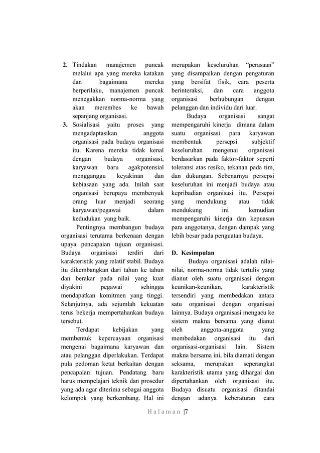 Peran Budaya Organisasi dalam Mewujudkan Kinerja Organisasi | PDF