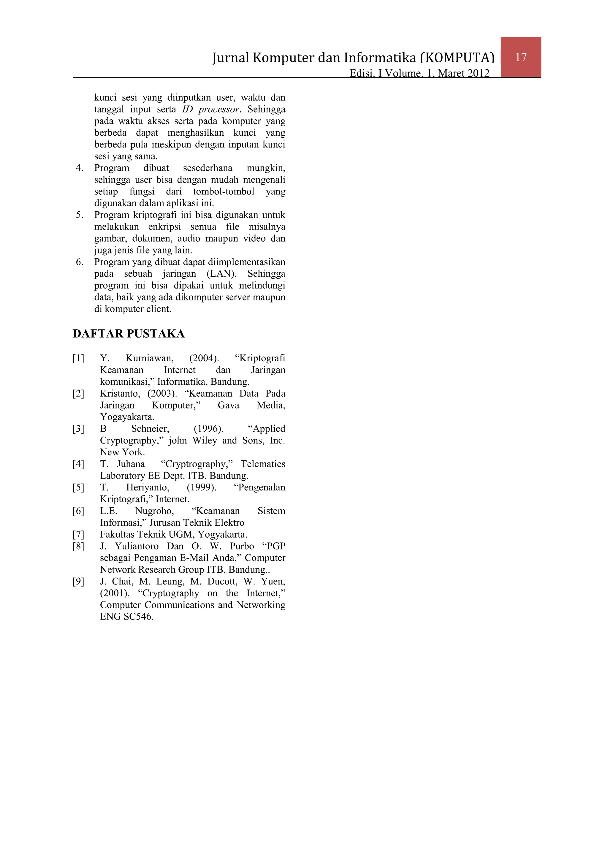 Perancangan algoritma sistem keamanan data menggunakan metode ...