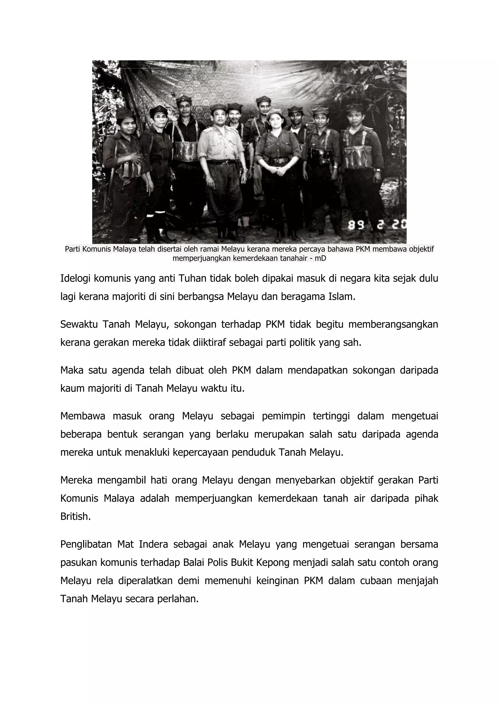 Perancangan asal mat indera dan pkm menyerang bukit kepong | PDF